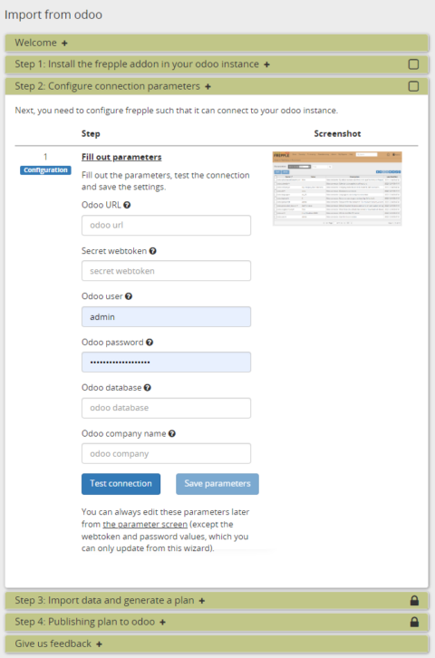 Connect to your odoo - frepple
